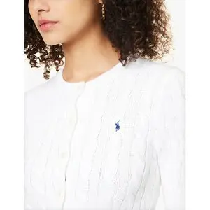 Polo Ralph Lauren Logo-embroidered Cable-knit Cardigan - White