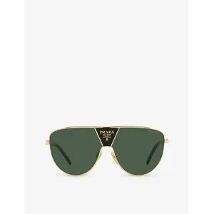 Prada Pr 69zs Shield-frame Sunglasses - Gold