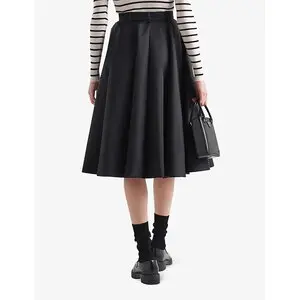 Prada Logo-plaque Pleated Re-nylon High-rise Skirt