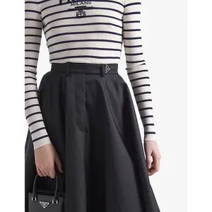 Prada Logo-plaque Pleated Re-nylon High-rise Skirt