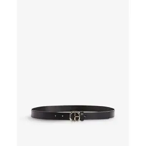 Claudie Pierlot Leather Belt With Gold-tone Hardware - Noir / Gris