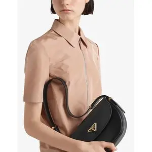 Prada Arqué Leather Shoulder Bag - Black