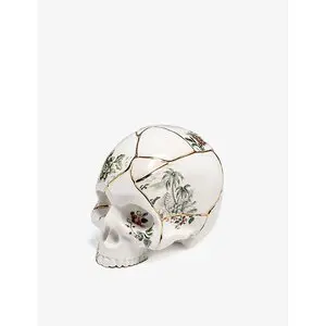 SELETTI Kintsugi Skull Porcelain Ornament 16cm - One-color
