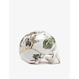 SELETTI Kintsugi Skull Porcelain Ornament 16cm - One-color