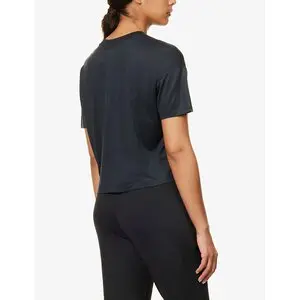 Vuori Energy Brand-patch Boxy-fit Stretch-jersey T-shirt - Black Heather