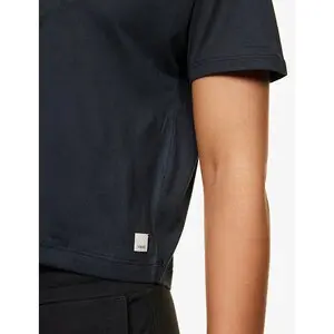 Vuori Energy Brand-patch Boxy-fit Stretch-jersey T-shirt - Black Heather