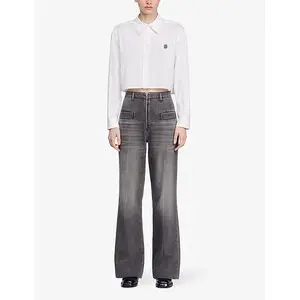 Sandro Logo-embroidered Cropped Shirt - Naturels