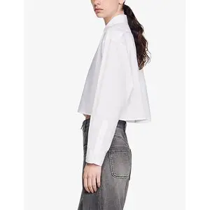 Sandro Logo-embroidered Cropped Shirt - Naturels