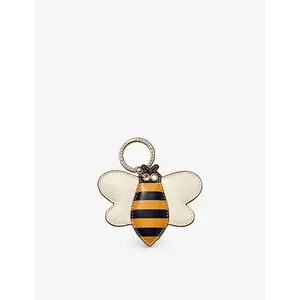 ASPINAL OF LONDON Bee Logo-embellished Leather Keyring - Black