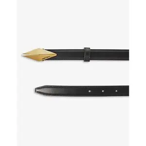 JIMMY CHOO Diamond Buckle Leather Belt - Black/gold