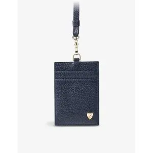 ASPINAL OF LONDON Logo-badge Leather Lanyard Card Holder - Navy