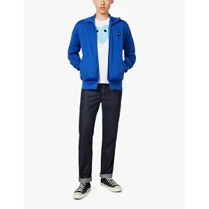 Play Comme Des Garcon Big And Small Heart Brand-appliqué Cotton-jersey T-shirt - Blue