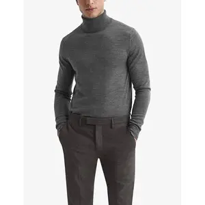 REISS Caine Slim-fit Wool Jumper - Mid Grey Melang