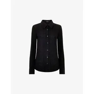 Whistles Eva Sparkle Slim-fit Stretch-woven Shirt - Black