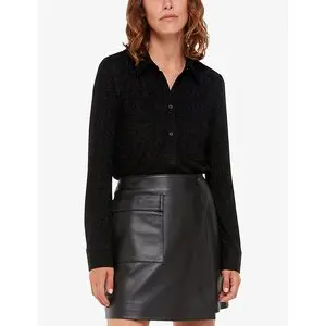 Whistles Eva Sparkle Slim-fit Stretch-woven Shirt - Black