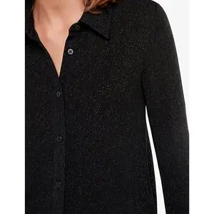 Whistles Eva Sparkle Slim-fit Stretch-woven Shirt - Black