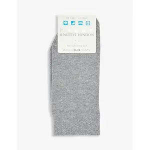 Falke Sensitive London Ankle-Rise Stretch-Cotton Socks Light Greymel.