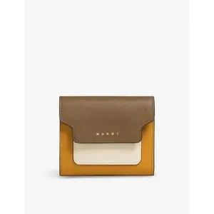 Marni Logo-print Zip-up Leather Wallet - Cigar/shell/pumpkin