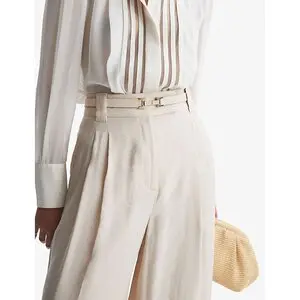 REISS Hayley Leather Belt - Stone