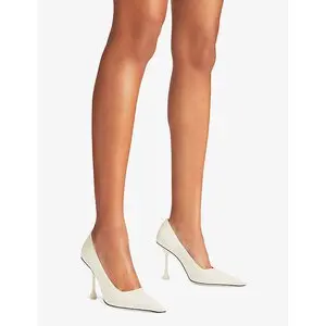 JIMMY CHOO Ixia 95 Pointed-toe Patent-leather Heeled Courts - Latte