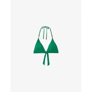 REISS Riah Side-Tie Low-Rise Bikini Bottom Green