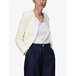 Whistles Collarless Textured Cotton-jersey Blazer
