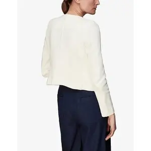 Whistles Collarless Textured Cotton-jersey Blazer