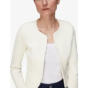 Whistles Collarless Textured Cotton-jersey Blazer