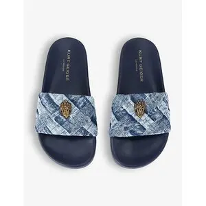 Kurt Geiger Meena Eagle-embellished Sliders - Denim