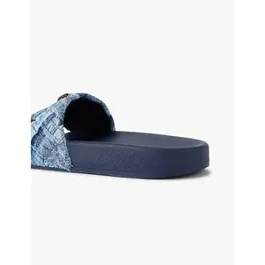 Kurt Geiger Meena Eagle-embellished Sliders - Denim