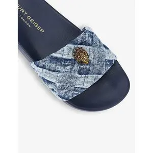 Kurt Geiger Meena Eagle-embellished Sliders - Denim