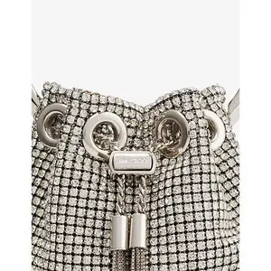 JIMMY CHOO Bon Bon Micro Crystal-embellished Top-handle Bag - Silver