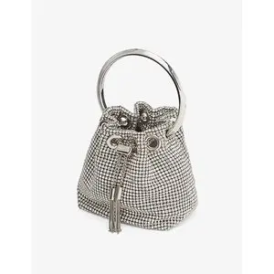 JIMMY CHOO Bon Bon Micro Crystal-embellished Top-handle Bag - Silver