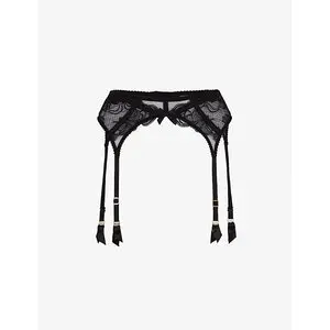 Agent Provocateur Rozlyn High-rise Lace Suspenders Xxl - Black