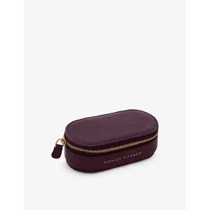 Monica Vinader Mini Oval Logo-print Leather Jewellery Box - Purple