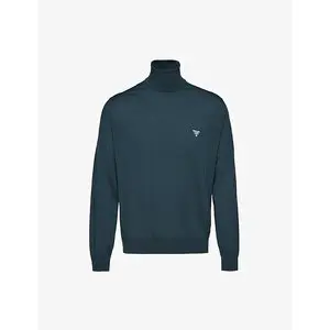 Prada Logo-print Turtleneck Wool Jumper - Bottle Green