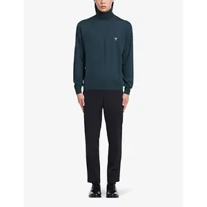 Prada Logo-print Turtleneck Wool Jumper - Bottle Green