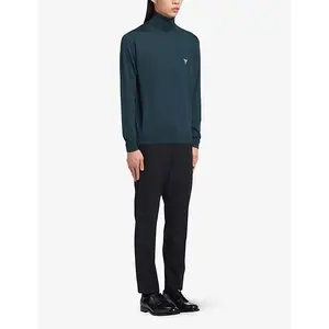 Prada Logo-print Turtleneck Wool Jumper - Bottle Green