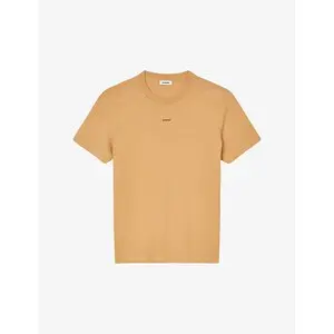 Sandro Logo-embroidered Short-sleeves Cotton-jersey T-shirt Xl Jaunes / Oranges