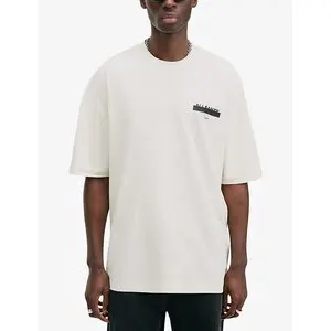 ALLSAINTS Redact Embroidered-box Cotton T-shirt - Ashen White