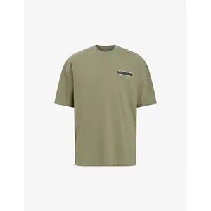 ALLSAINTS Redact Embroidered-box Cotton T-shirt Xl Eden Green