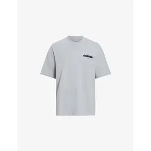 ALLSAINTS Redact Embroidered-box Cotton T-shirt Xl Machine Grey