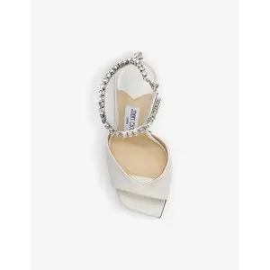 JIMMY CHOO Saeda Crystal-embellished Satin Courts - Ivory/crystal