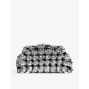 REISS Adaline Crystal-embellished Woven Clutch - Silver