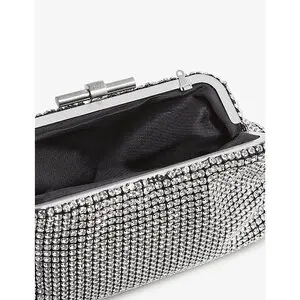 REISS Adaline Crystal-embellished Woven Clutch - Silver