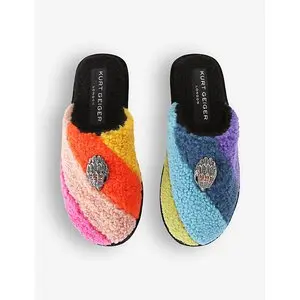 Kurt Geiger Kensington Striped Faux-shearling Slippers
