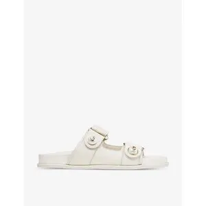 JIMMY CHOO Fayence Pearl-embellished Leather Sandals - Latte