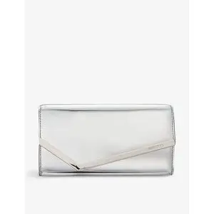 JIMMY CHOO Emmie Mirrored-fabric Clutch - Silver
