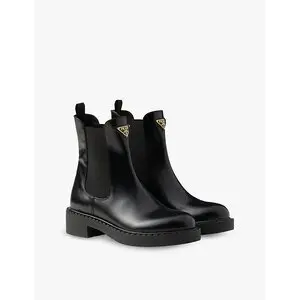 Prada Logo-plaque Leather Chelsea Boots