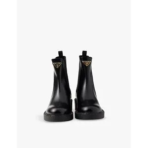 Prada Logo-plaque Leather Chelsea Boots